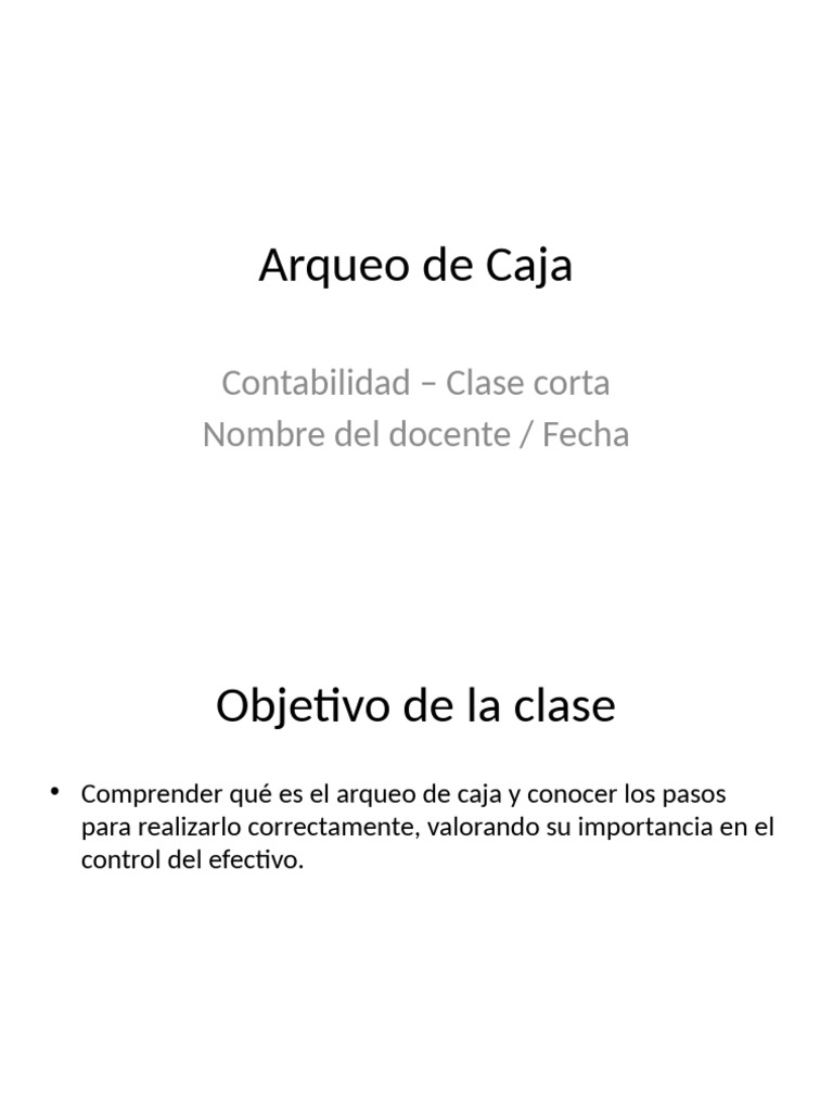 Arqueo de Caja | PDF
