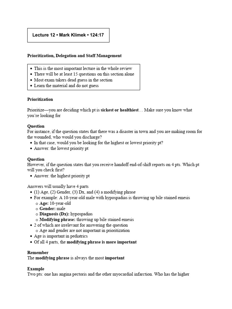 Mark Klimek Lectrure 12 | PDF | Medical Specialties | Clinical Medicine