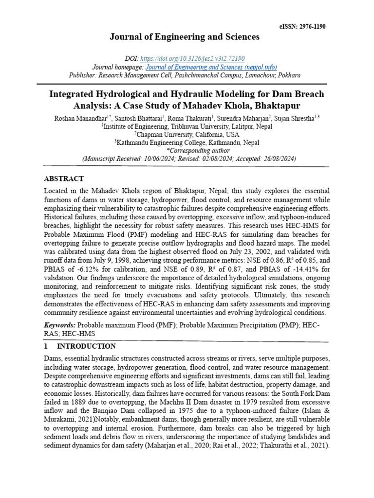 5.+JES+3(2)+Manadhar+Et+Al.ok | PDF | Flood | Dam