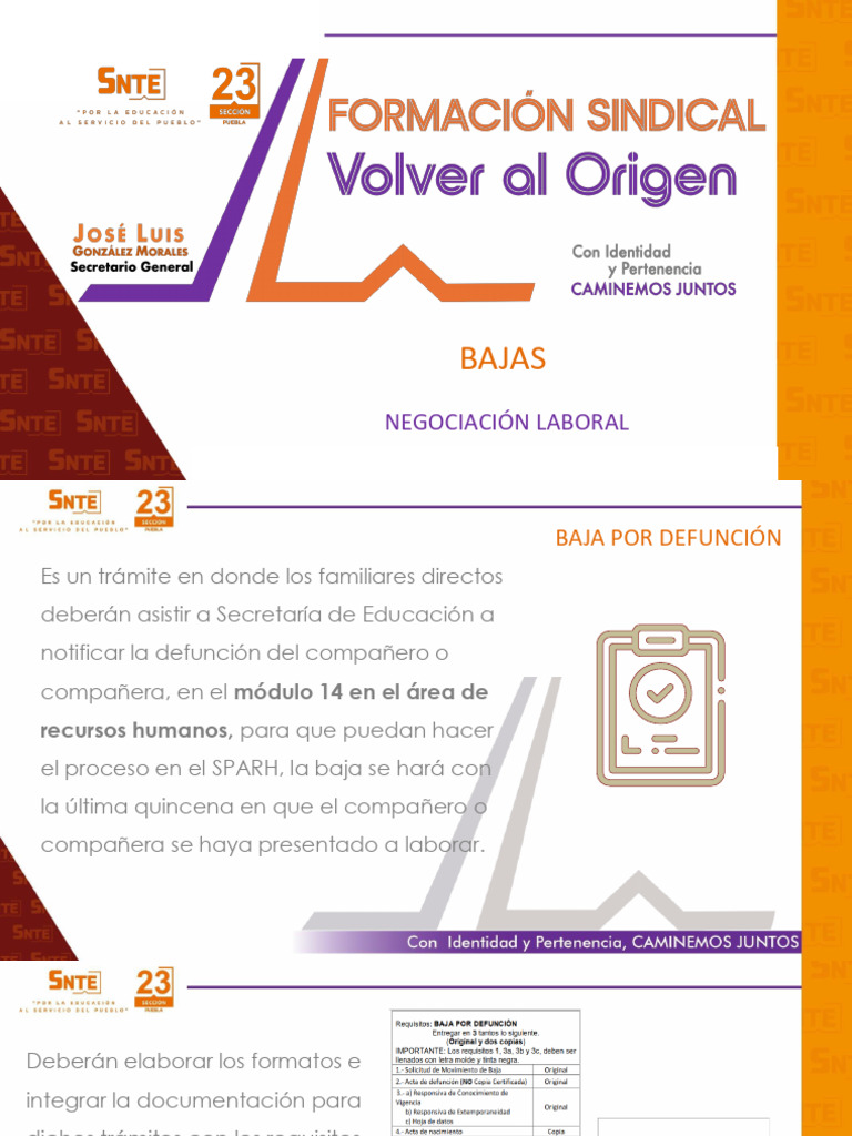 Plantilla Formacion Sindical Volver Al Origen Snte 23 - Negociación ...