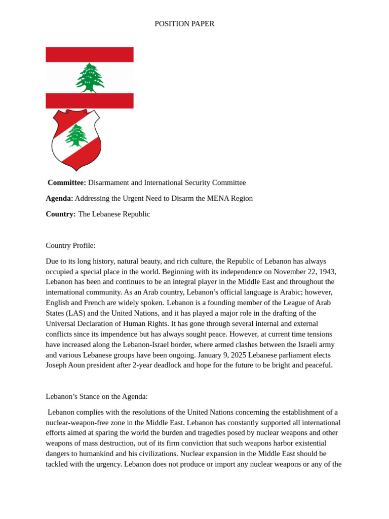 Lebanon's Disarmament Initiatives in MENA | PDF | Nuclear Disarmament ...