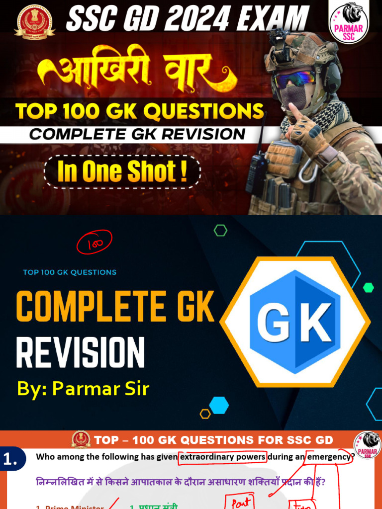 Top - 100 GK Question For SSC GD | PDF