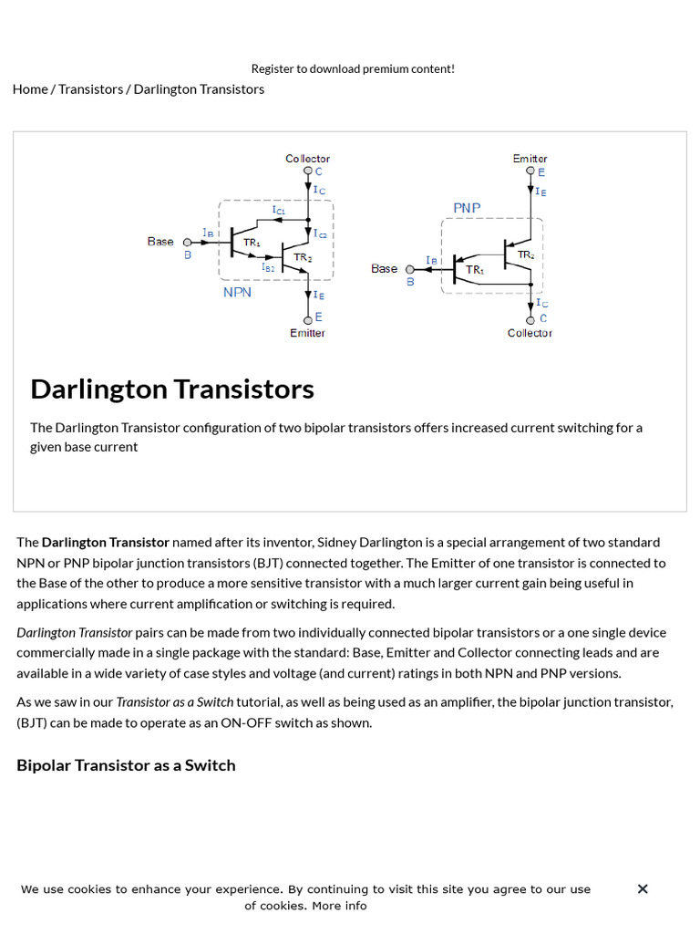Understanding Darlington Transistors | PDF | Bipolar Junction ...