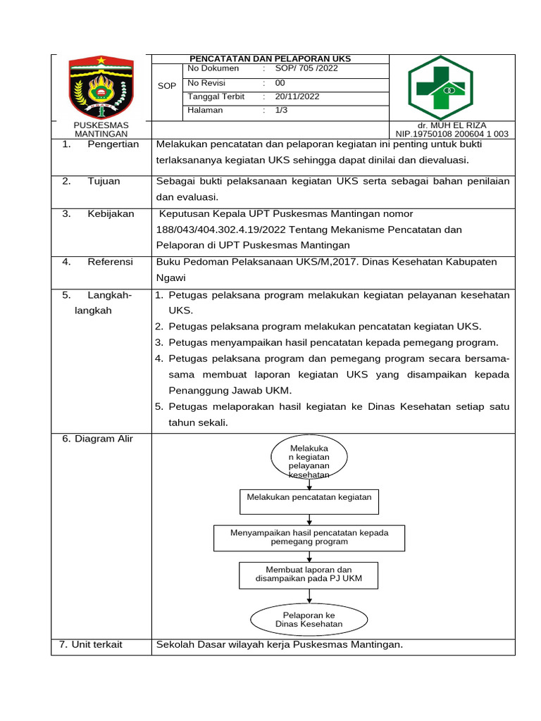 SOP Pencatatan Dan Pelaporan 2023 DENGAN DIAGRAM ALIR | PDF