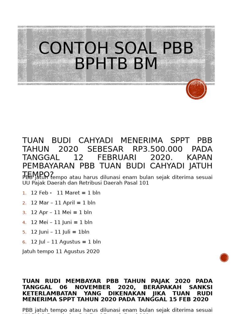 Contoh Perhitungan PBB DAN BPHTB BM | PDF