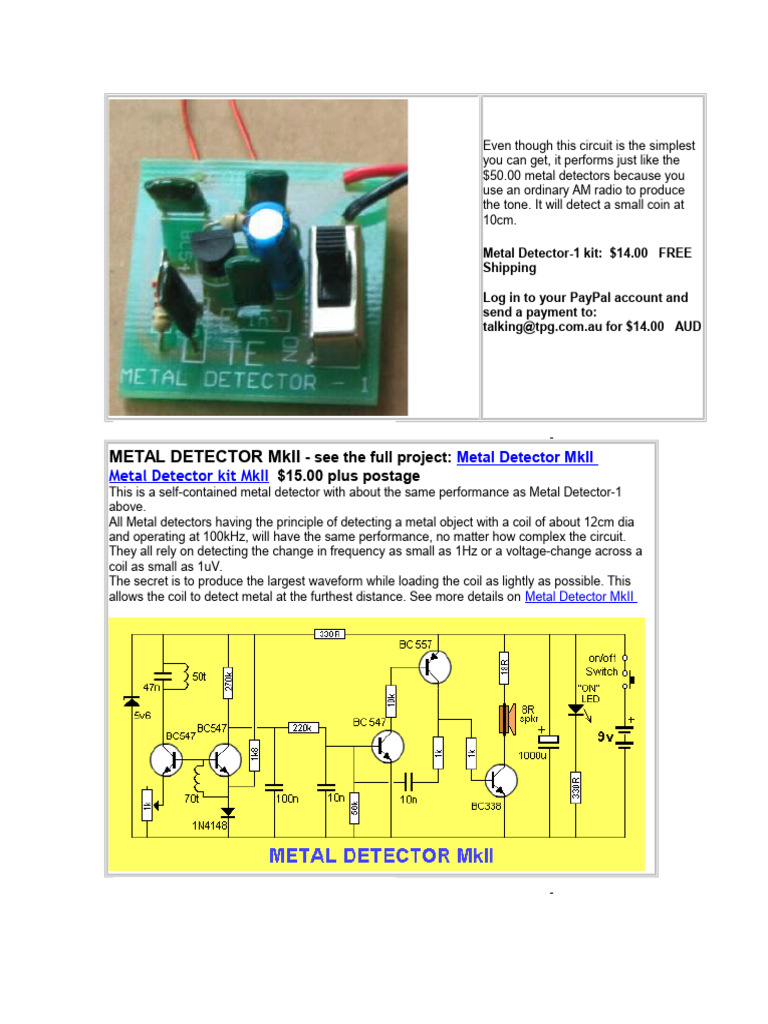 Simple Metal Detector Circuits-2 | PDF