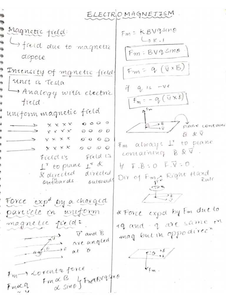 Electromagnetism (Notes 1st Week) | PDF