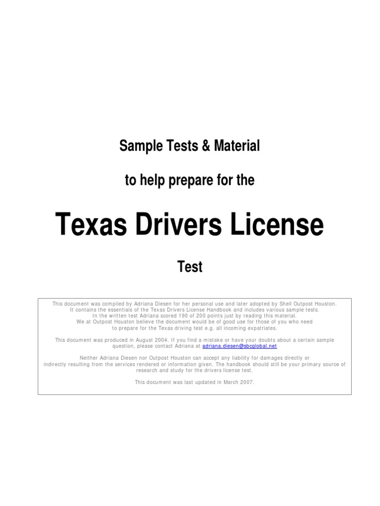 Sample Driving Test | PDF | Traffic | Driving