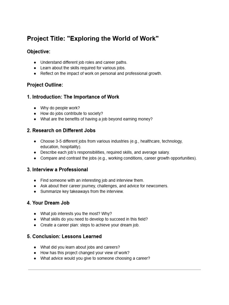 Exploring TH World of Work Project | PDF