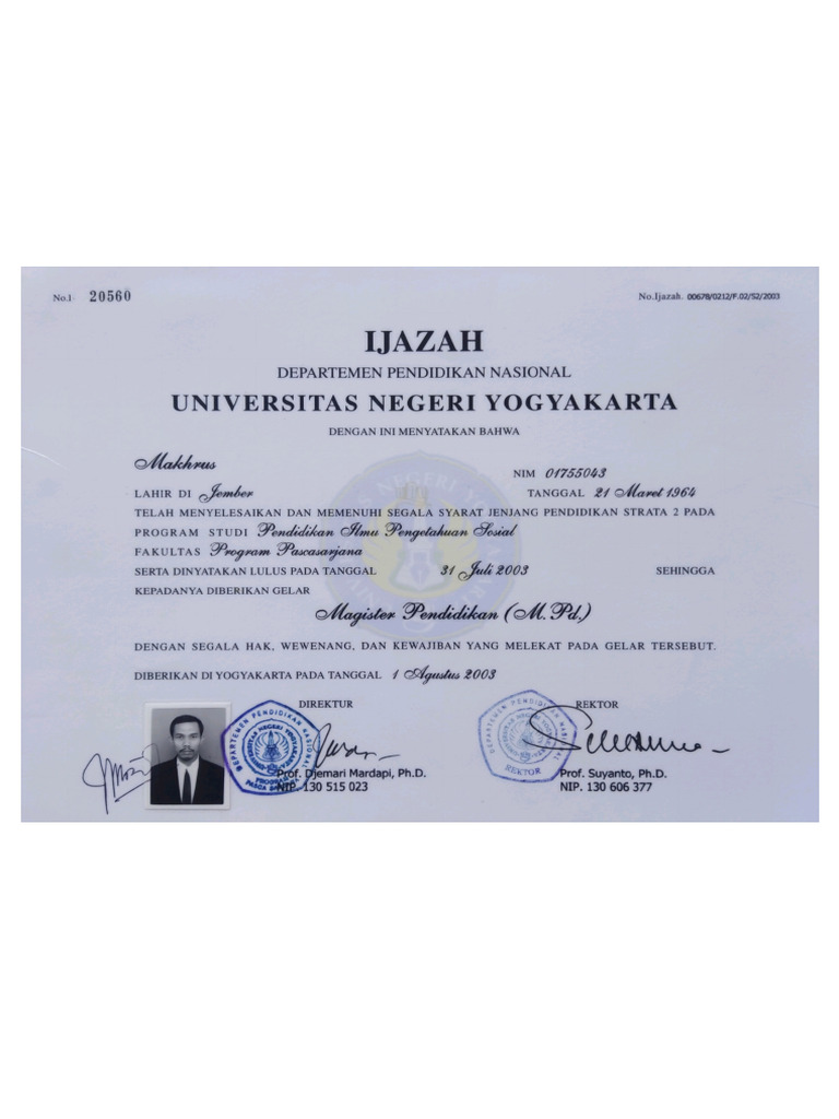 Ijazah Dan Transkrip S2 | PDF