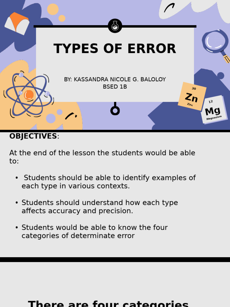 Types of Determinate Errors Explained | PDF | Errors And Residuals ...