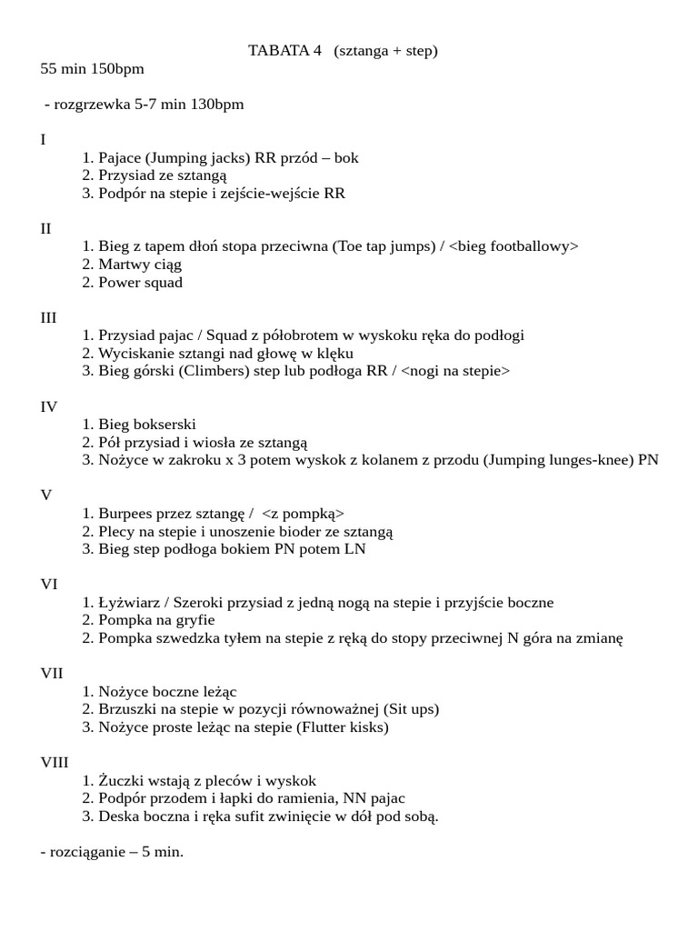 TABATA 4 - Sztanga | PDF
