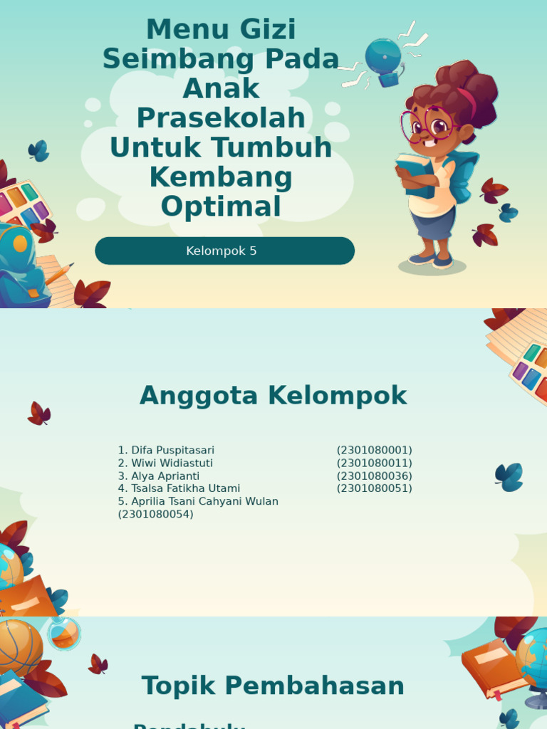Menu Gizi Seimbang untuk Anak Prasekolah | PDF