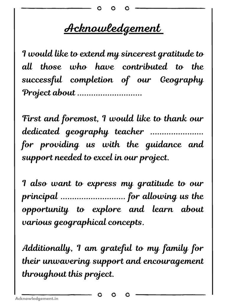 Geography Project Acknowledgement | PDF