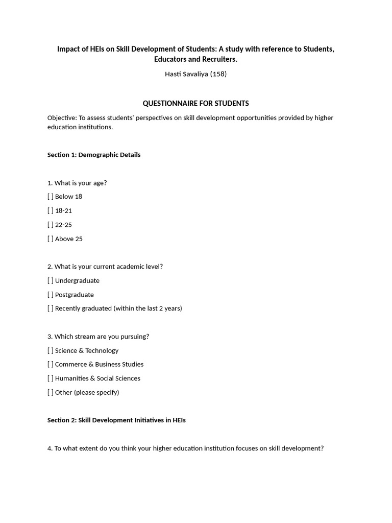 HEIs' Role in Student Skill Development | PDF | Cognition | Learning