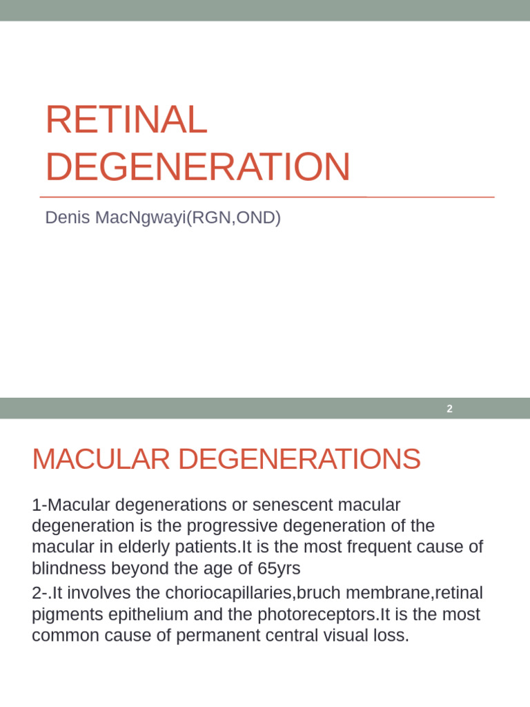 Retinal Degeneration | PDF | Diseases And Disorders | Human Eye