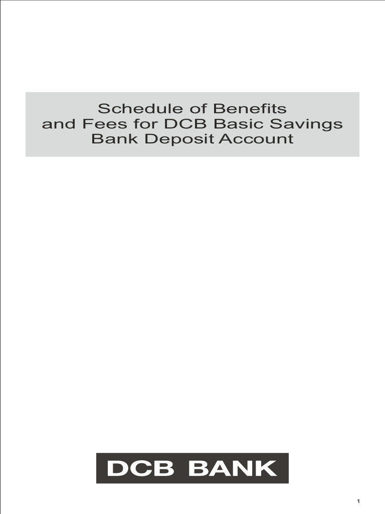 DCB Basic Savings Account Benefits & Fees | PDF | Banks | Cheque