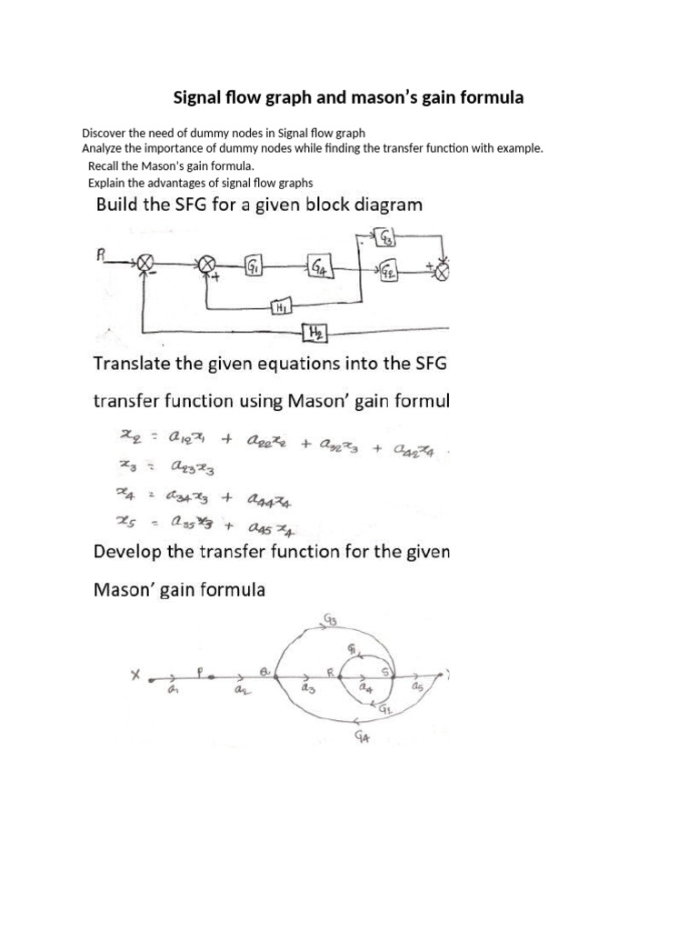 Signal Flow Graph and Mason Gain Formula | PDF