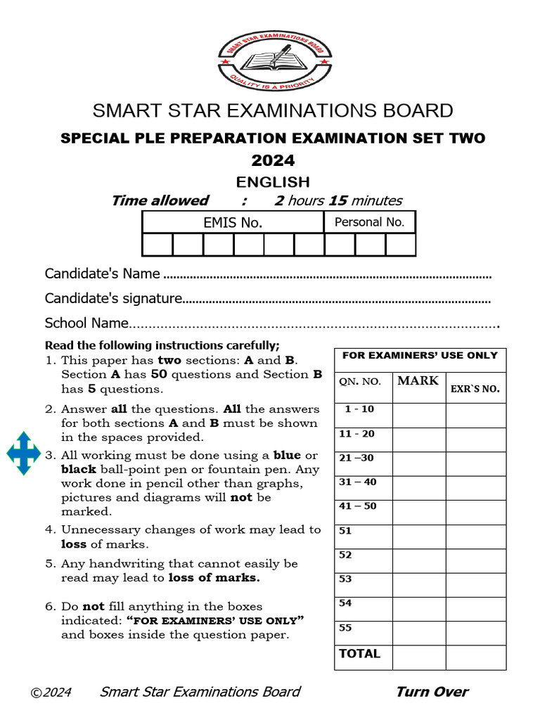 Sseb p.7 English Set II 2024 | PDF