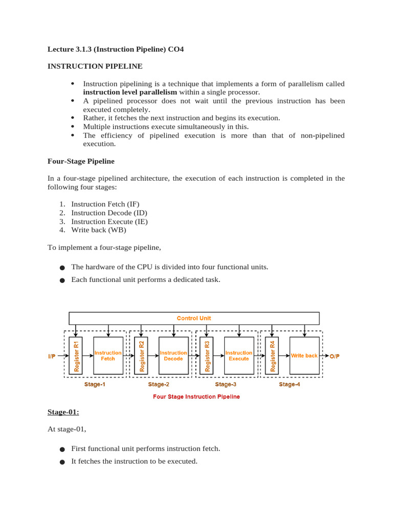 Lecture 3.1.3 (Instruction Pipeline) | PDF | Central Processing Unit | Computing