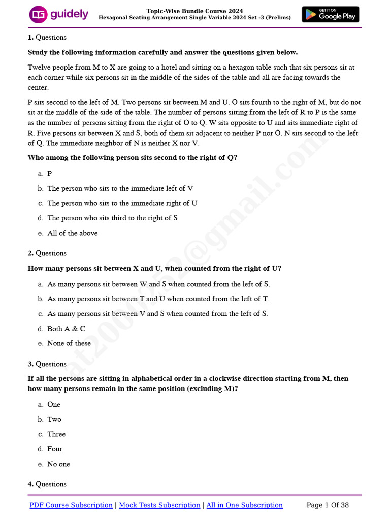 Hexagonal Seating Arrangement Single Variable Set 3 1726812973691 | PDF