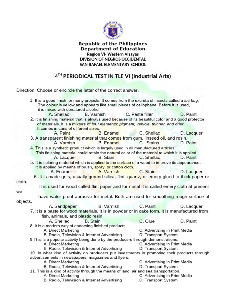 PT - Tle 6 Industrial Arts - q4 v1 | PDF | Paint | Drawing