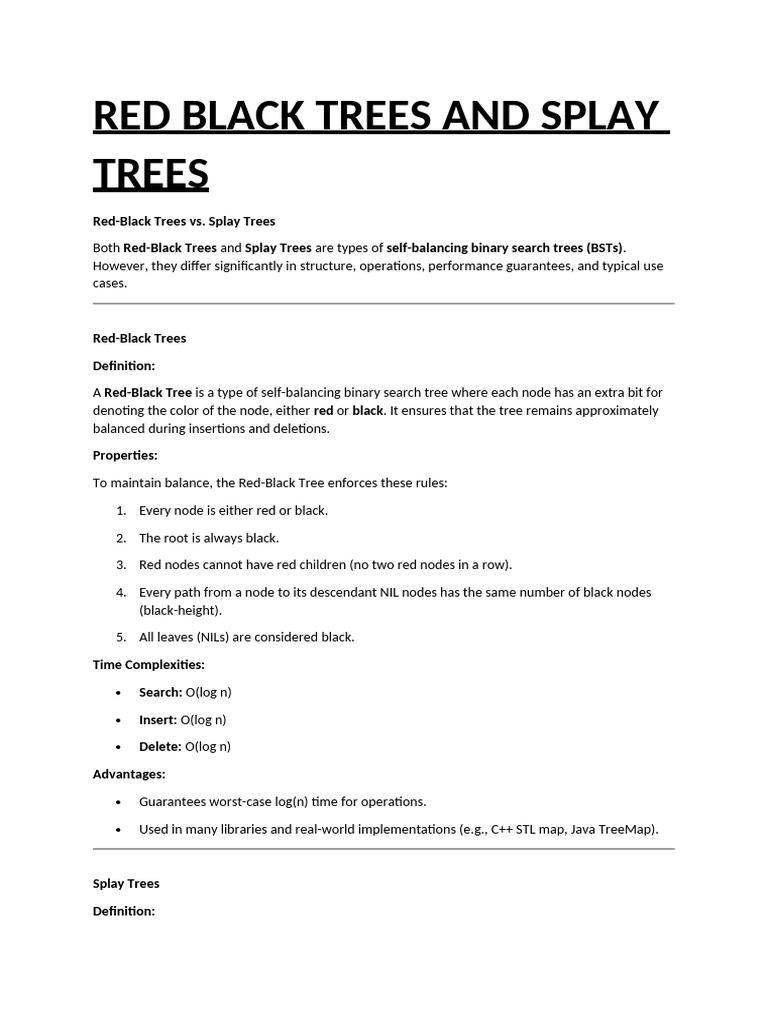 RED BLACK TREES AND SPLAY TREES | PDF | Computer Science | Computer Programming