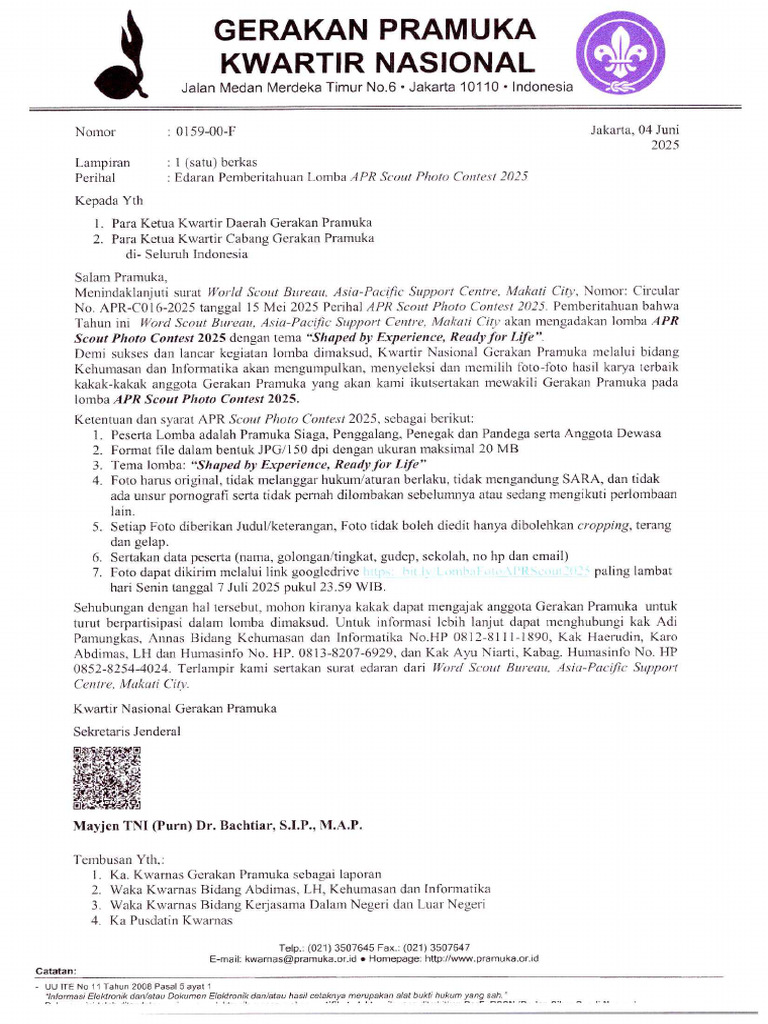 0159-00-F Edaran Pemberitahuan Lomba APR Scout Photo Contest | PDF