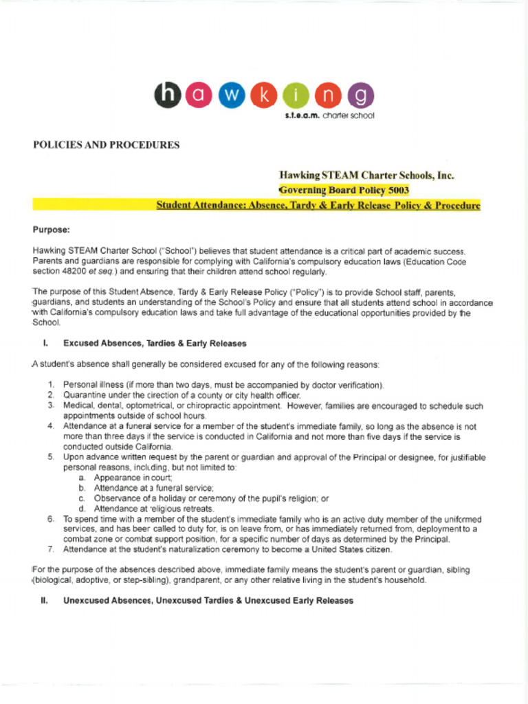 Updated Attendance - Tardies Policies | PDF