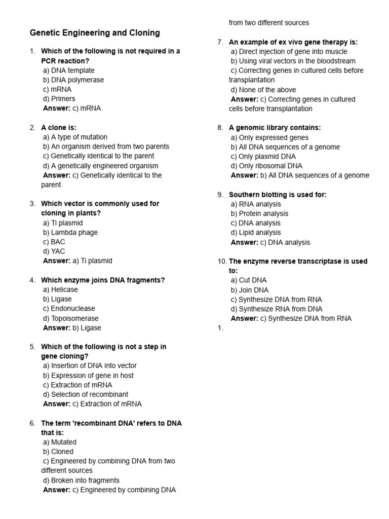 Genetic Engineering and Cloning | PDF | Molecular Cloning | Dna