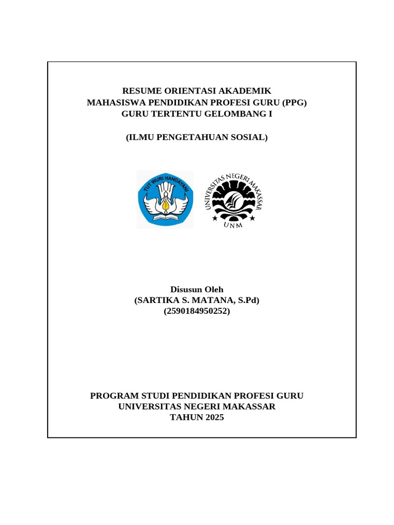 Format Tugas Resume PPG Dalam Jabatan 2025 | PDF