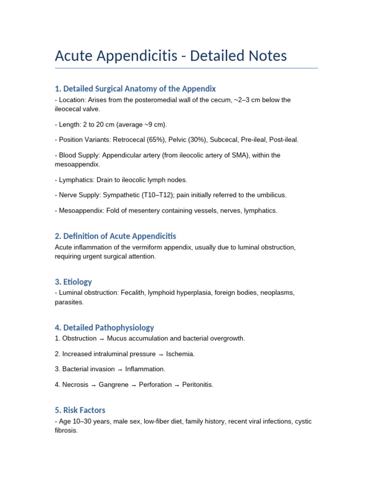 Acute Appendicitis: Causes, Symptoms, and Treatment | PDF | Medical ...