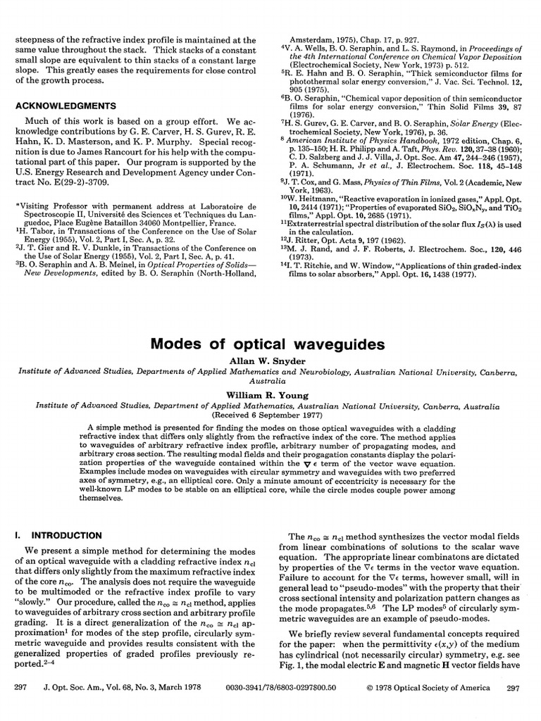 Modes of Optical Waveguides Analysis | PDF | Ellipse | Waveguide