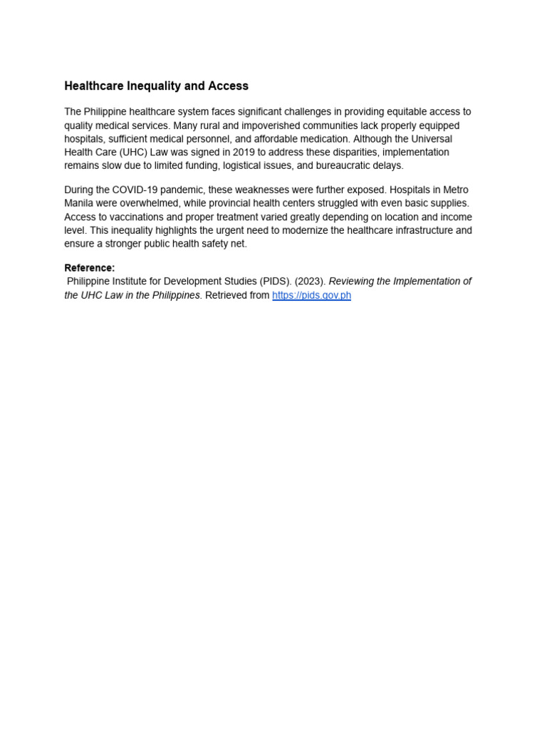 Healthcare Inequality and Access | PDF