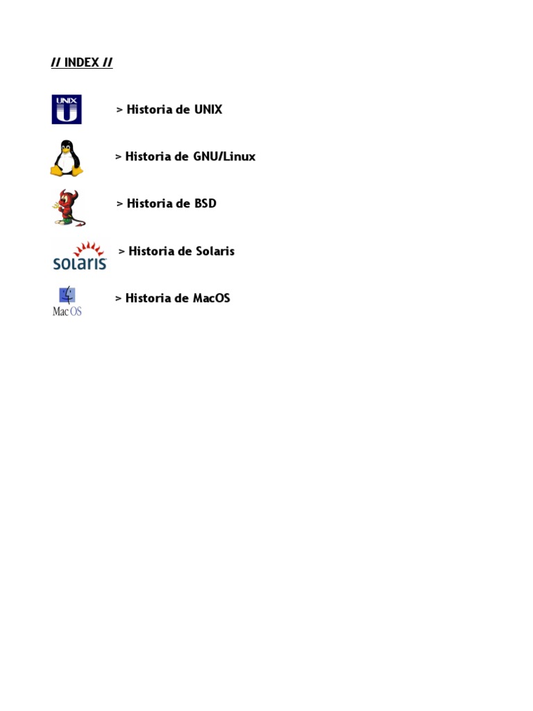 Breve Historia de Unix, GNU/linux, BSD, Solaris y Mac OS | PDF | Unix ...