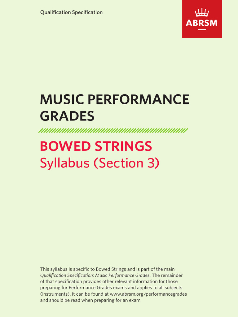 01 Bowed Strings Performance Grades Syllabus 031220 | PDF | Viola ...