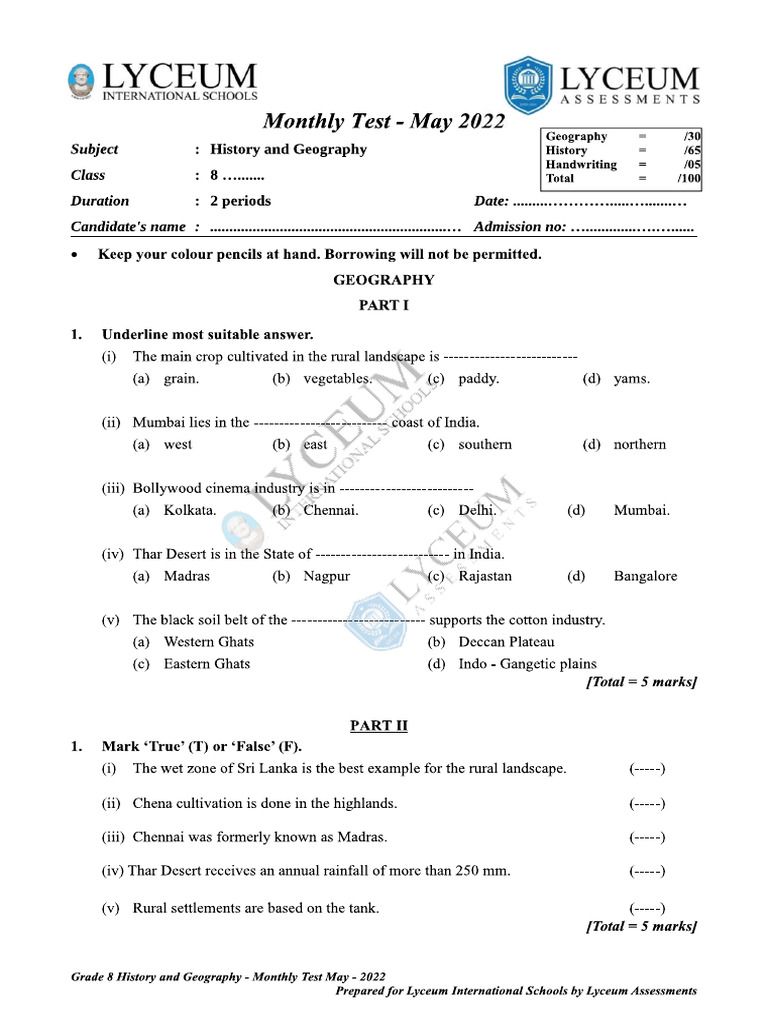 Grade 8 History and Geography | PDF