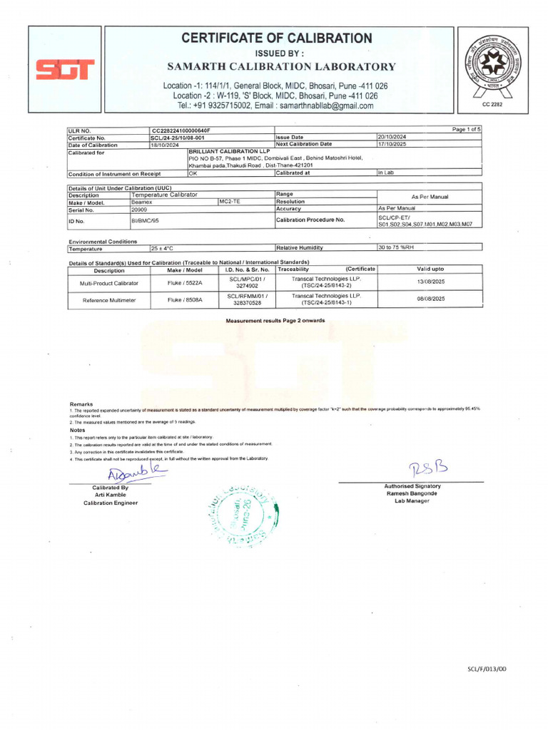 Brilliant - Temp Calibrator | PDF