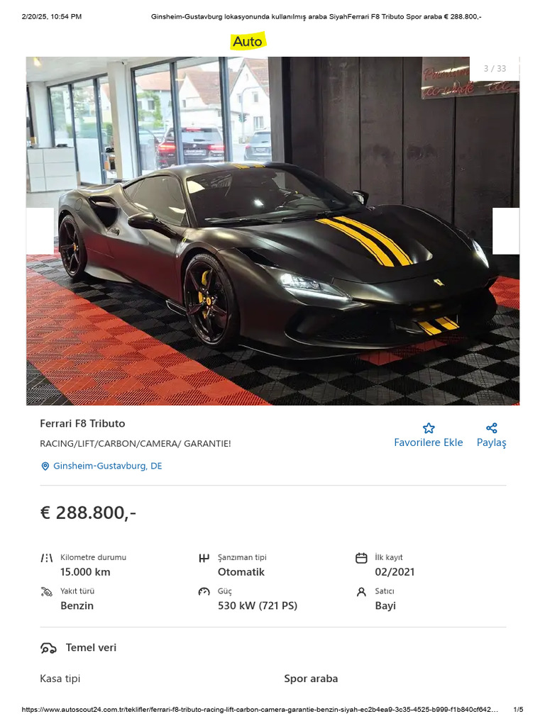 Ferrari F8 Tributo Spor Araba 288.800 | PDF