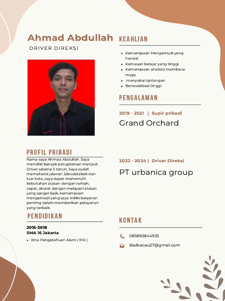 Putih Coklat Floral Surat Lamaran Kerja - 20250513 - 125934 - 0000 | PDF