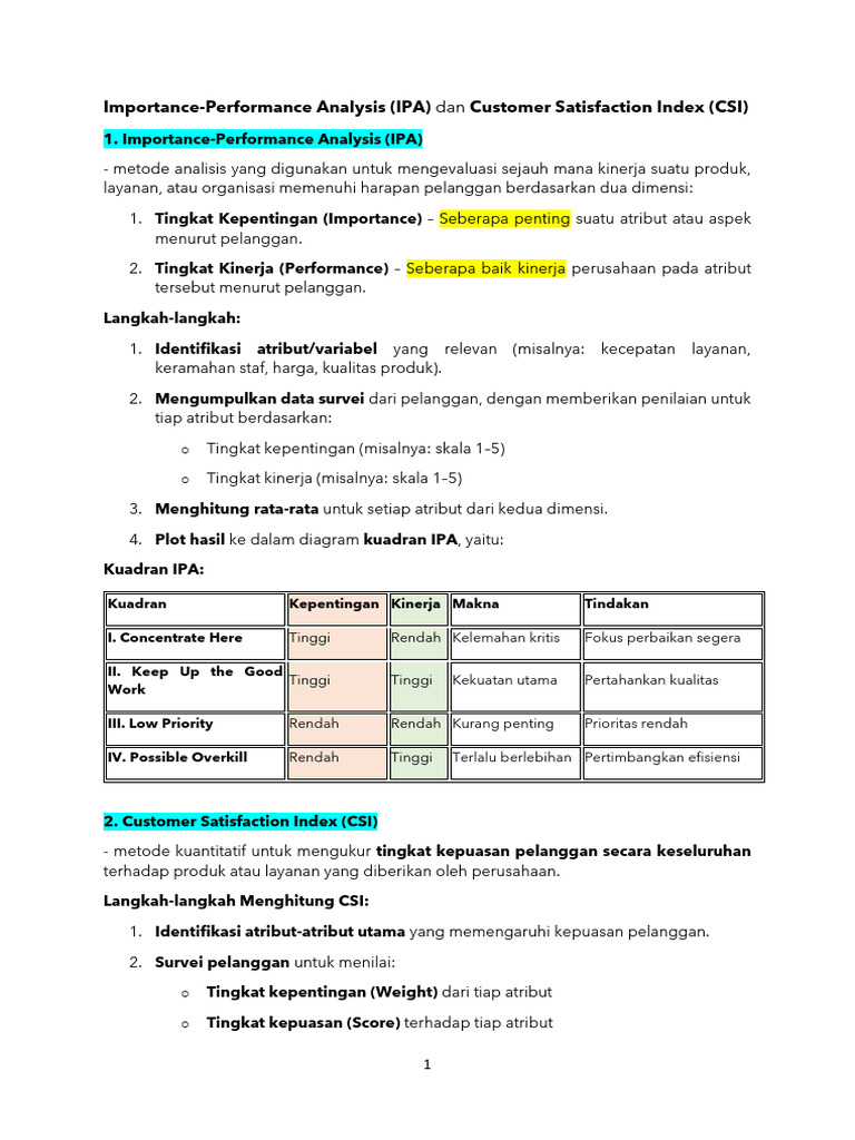 Analisis Penting-Kinerja Layanan Pelanggan | PDF