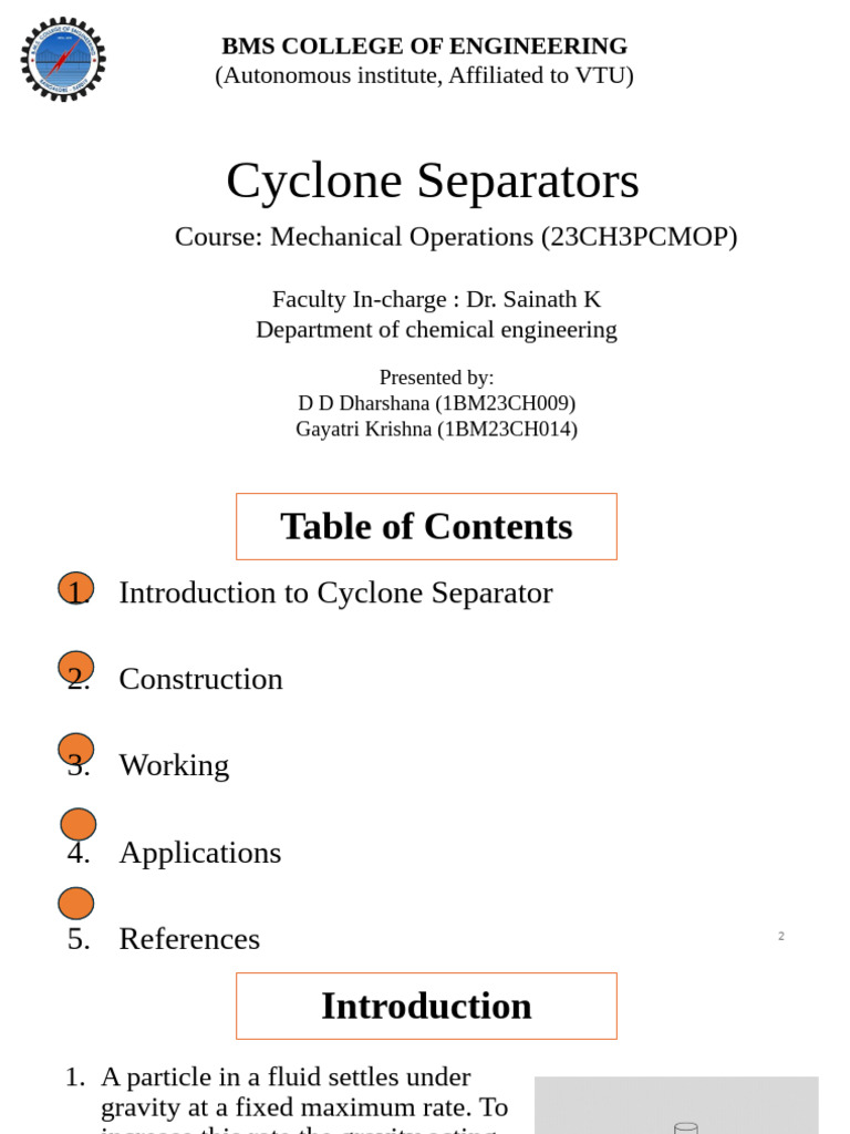 Uniflow Cyclone Separator Overview | PDF | Gases | Mechanical Engineering