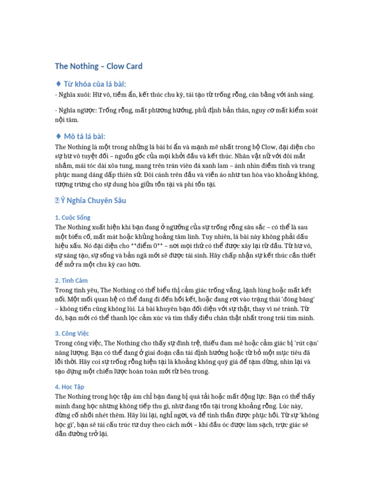 The Nothing Clow Card Analysis RETRY | PDF