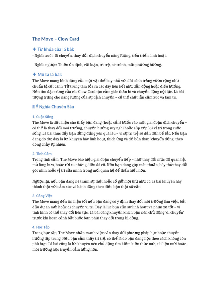 The Move Clow Card Analysis | PDF