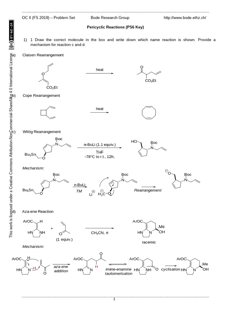 OCII - PS - FS2019 - Pericyclic - Key PS6 - CC | PDF | Chemical ...