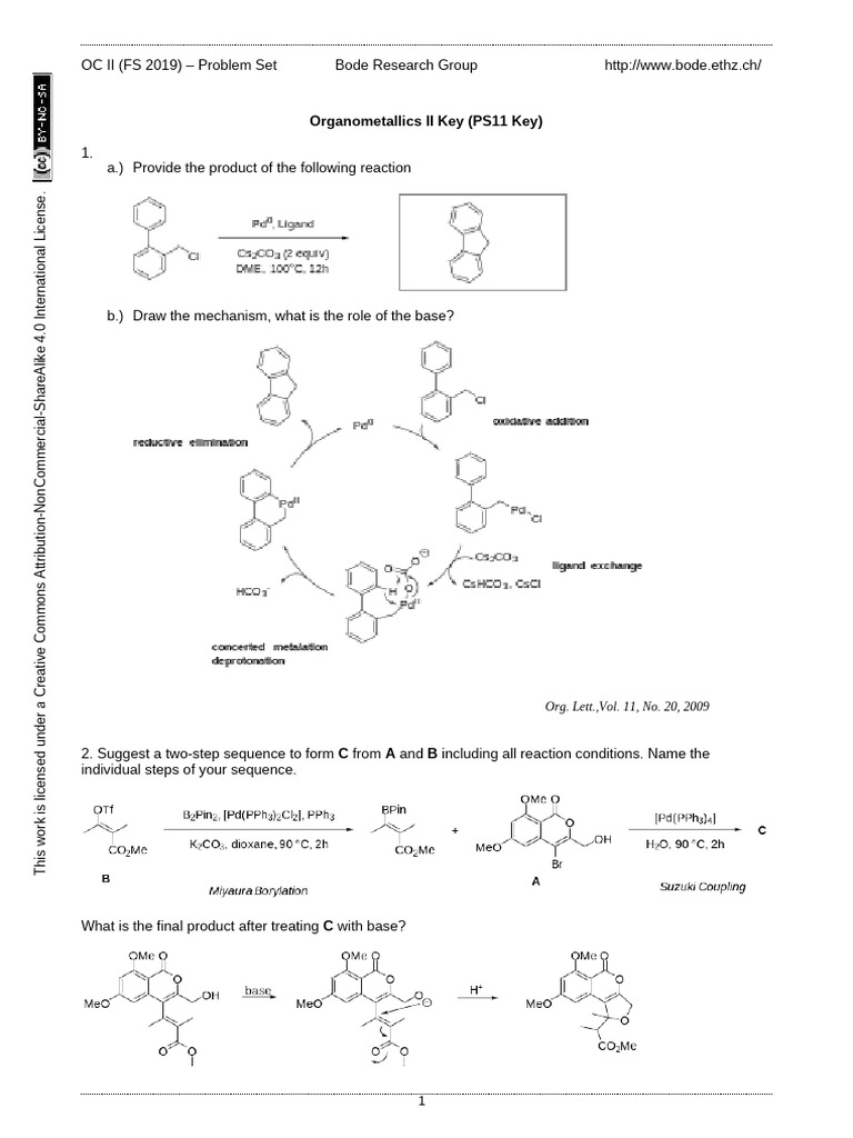 OCII PS FS2019 Organometallics2 Key PS11 CC | PDF | Organic Chemistry | Chemistry