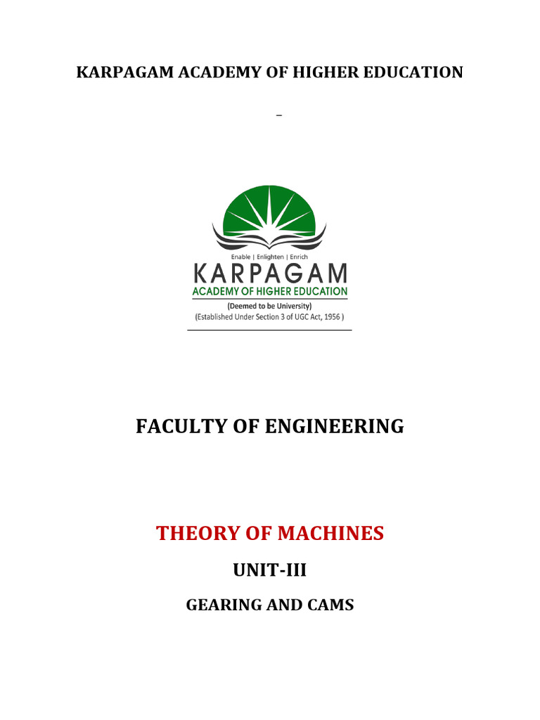 Unit III and Unit IV Gears and Cams | PDF | Gear | Machines