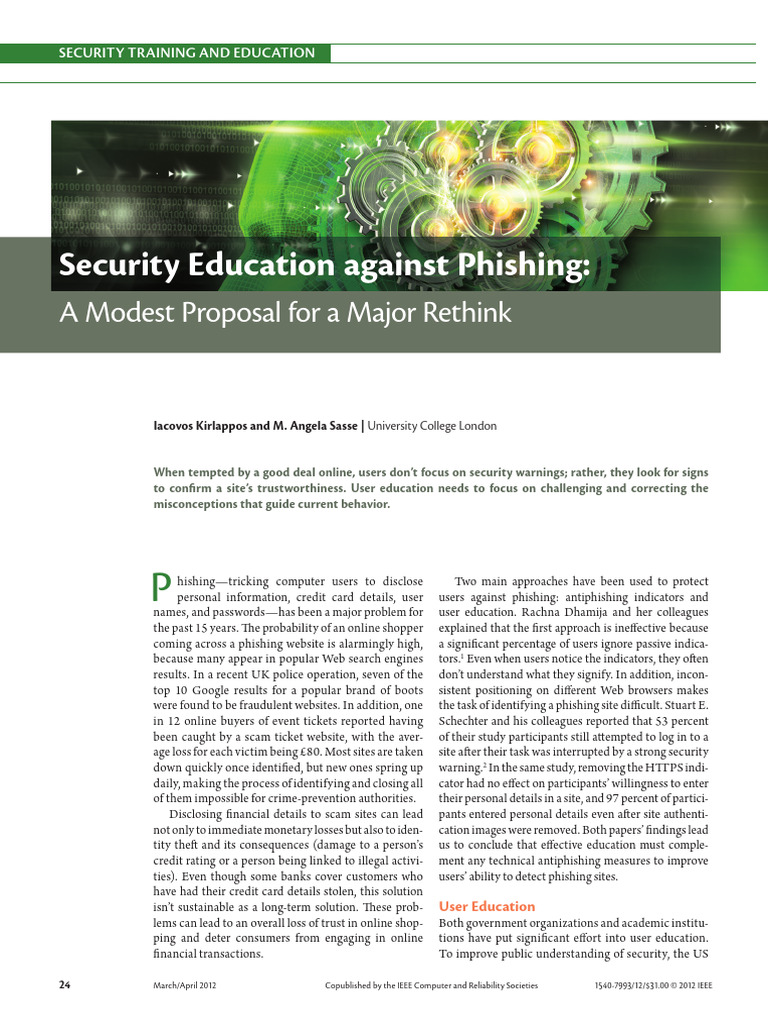 2011 Security Education Against Phishing A Modest Proposal For A Major Rethink | PDF | Phishing ...