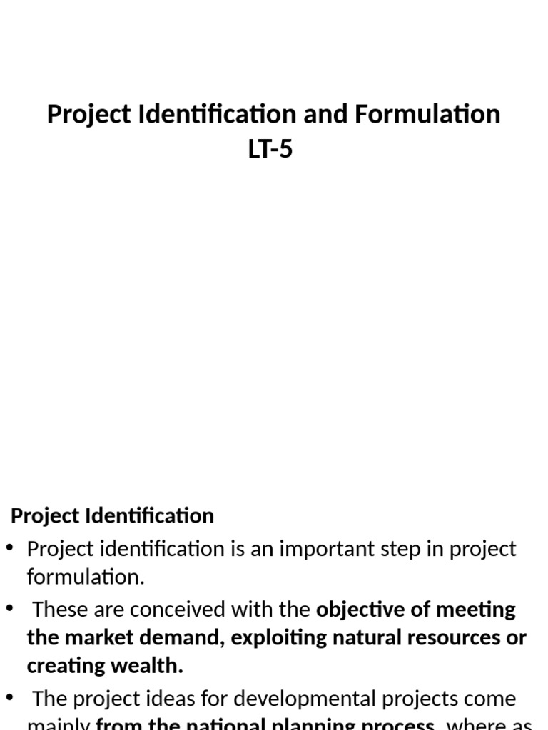 Project Identification and Formulation Guide | PDF | Feasibility Study ...