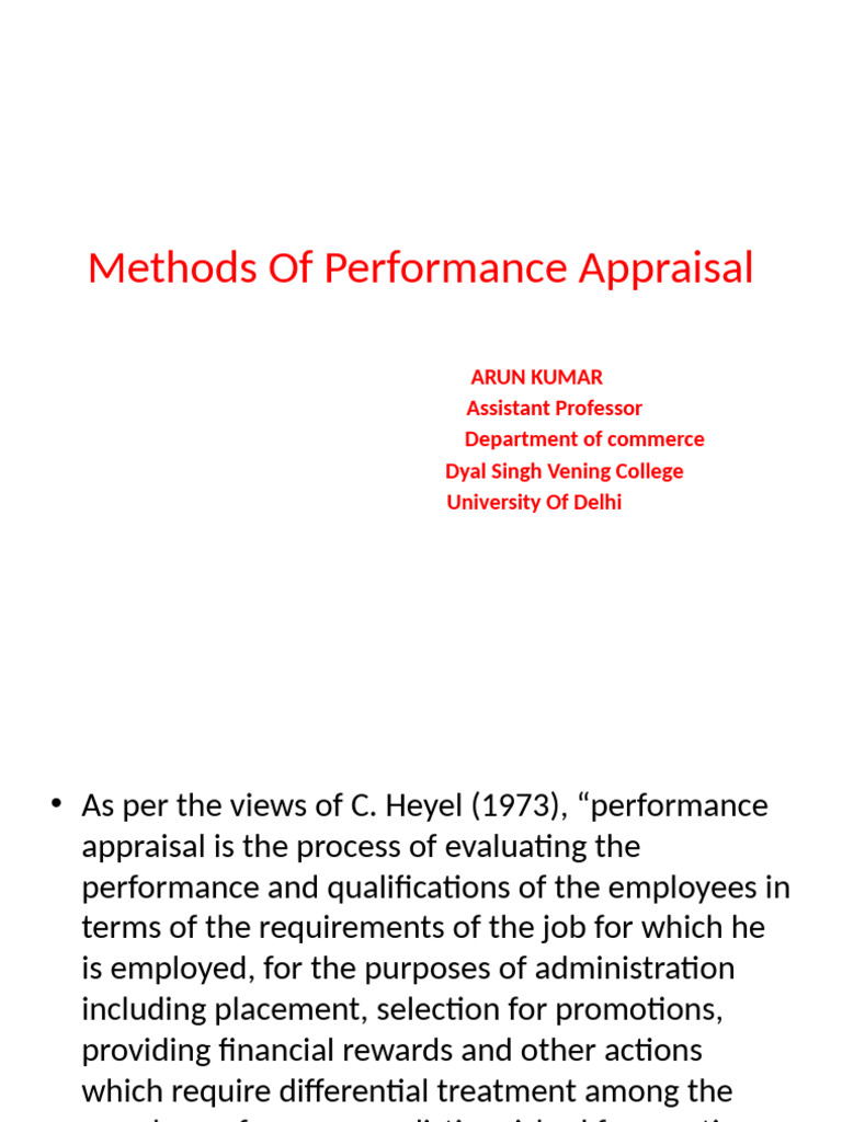 Methods of Performance Appraisal HRM | PDF | Performance Appraisal | Behavioural Sciences